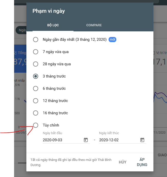 Xem lượng truy cập Web từ những năm trước